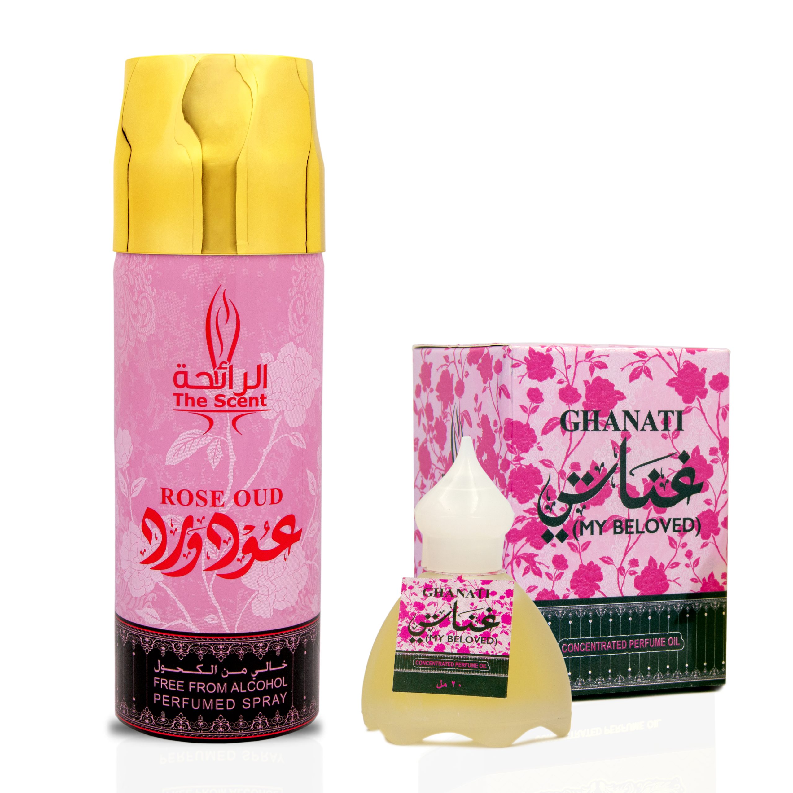Rose Oud Ghanati Perfumed Body Spray + Roll On - AFS General Trading LLC